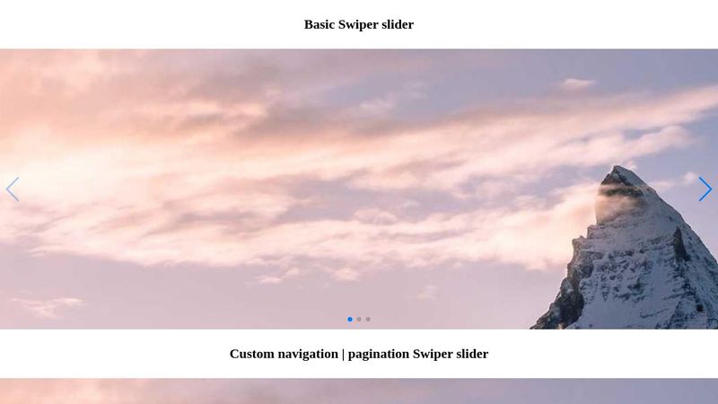 Swiper Slider demo codepen - Basic | Animated | Zoom | Fade | Parallax with Responsive