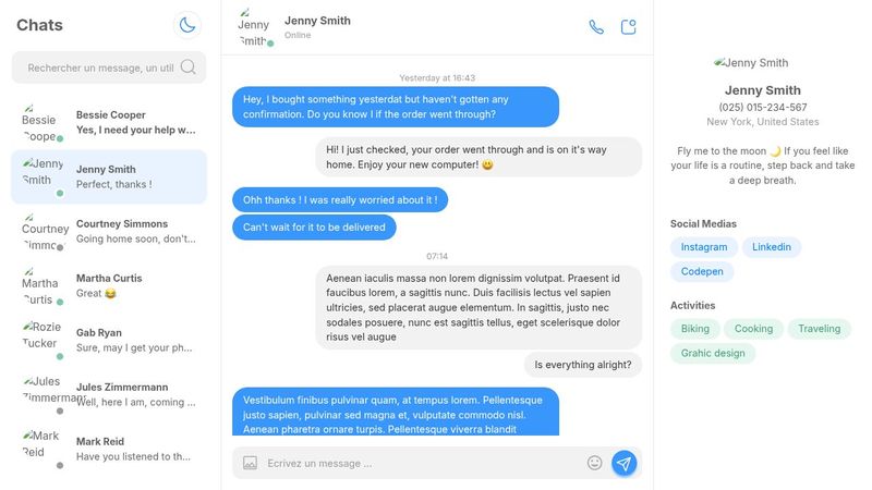 Responsive chat + Dark Mode