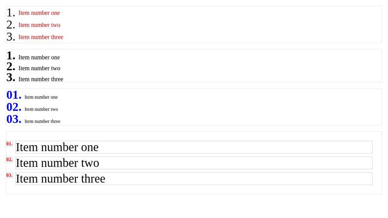 List marker styles - ::marker and using counter()