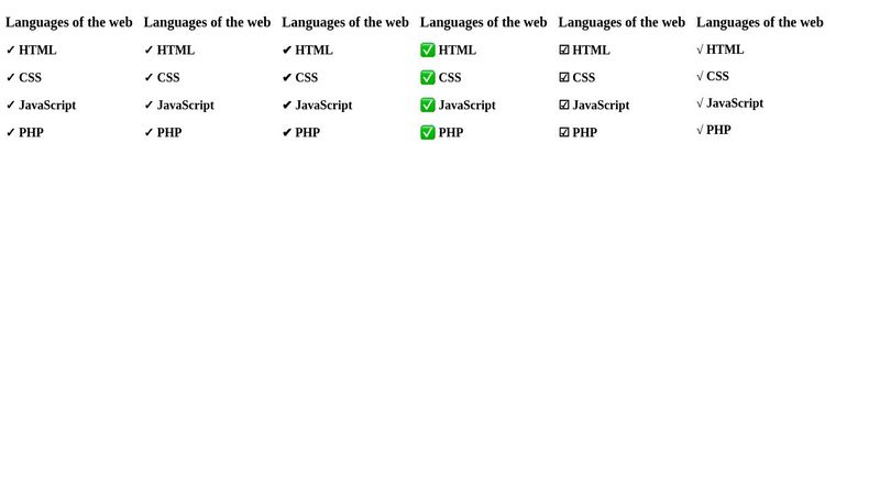 HTML Checkmark Symbols