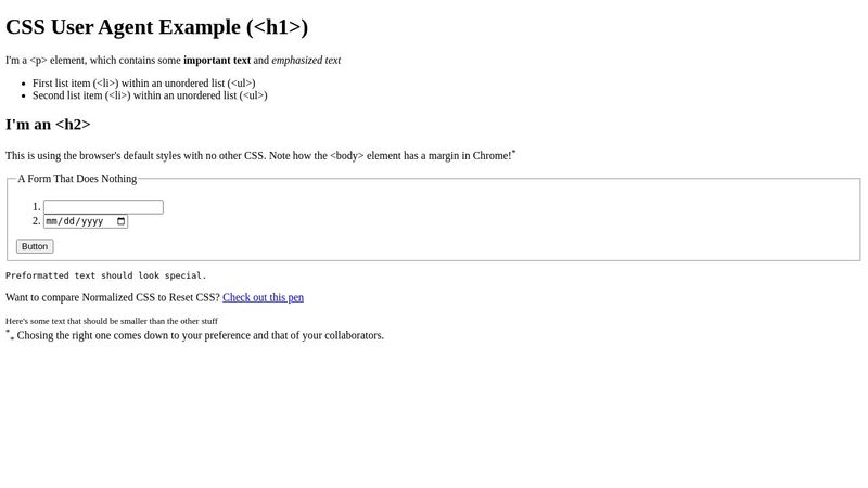 CSS User Agent Stylesheet