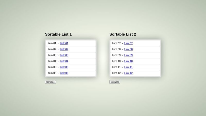 Pure JS Sortable Lists