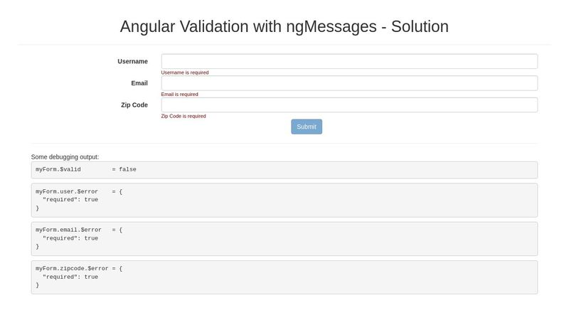 Angularjs Form Validation With Ngmessages And Nganimate Solution
