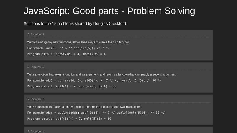 JavaScript: Good parts - Problem Solving