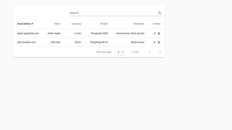 Vue Vuetify table with actions and search