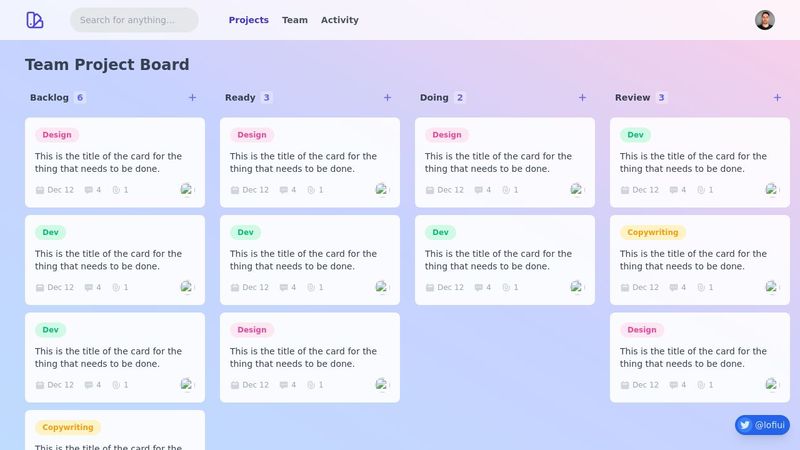 Project/Kanban Board - with Tailwind CSS