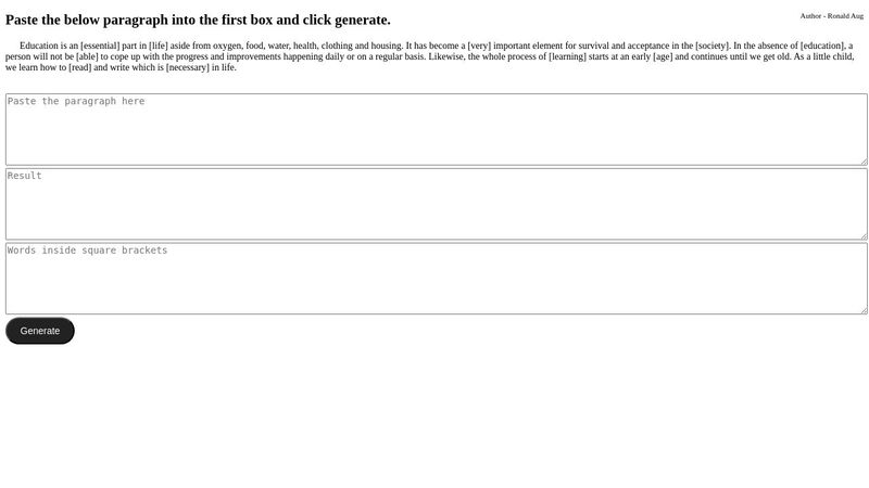 Fill in the blanks paragraph generator