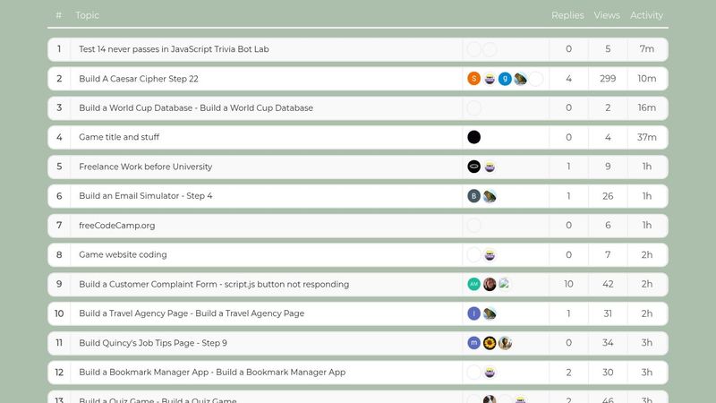 freeCodeCamp React Project - Forum Homepage