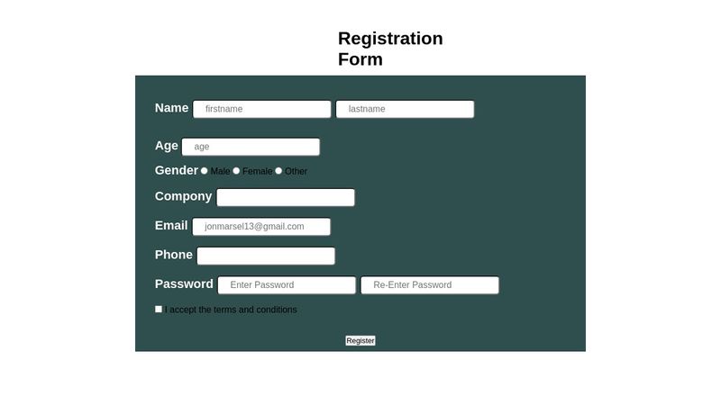 registration form