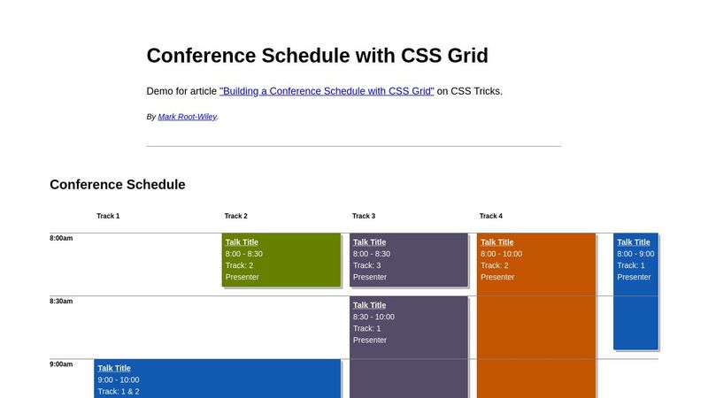 Conference Schedule with CSS Grid