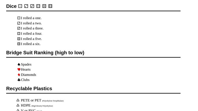 Ordered Lists with Unicode Symbols