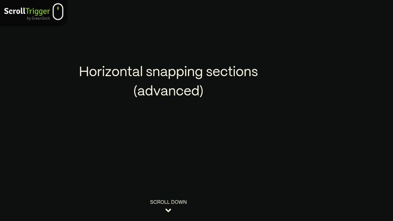 Horizontal snapping sections (advanced) - ScrollTrigger