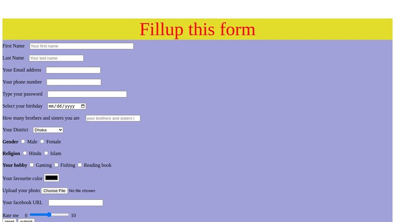 A form with CSS