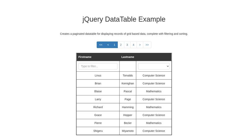 jQuery Datatable