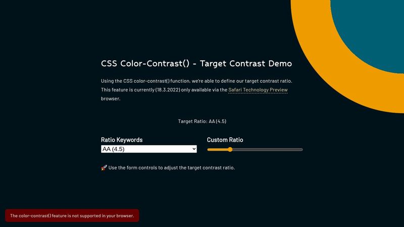 CSS Color-Contrast() - Target Contrast Ratio Demo
