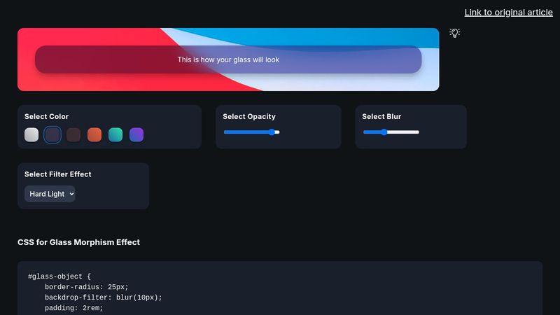 CSS Glass Morphism Generator