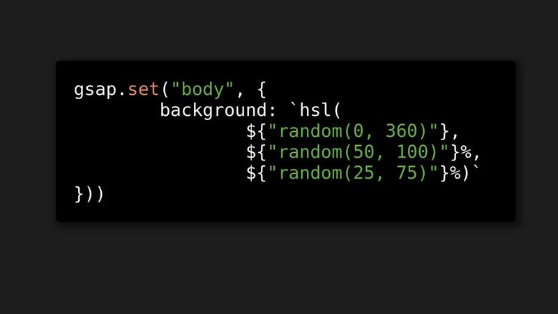 GreenSock Random HSL Color on Click