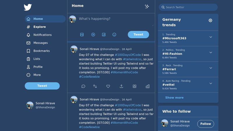 Twitter Clone Using Tailwindcss