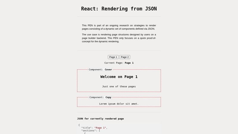 Rendering React from JSON