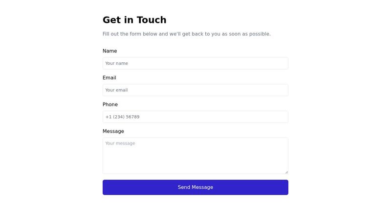 Pure HTML Contact Form