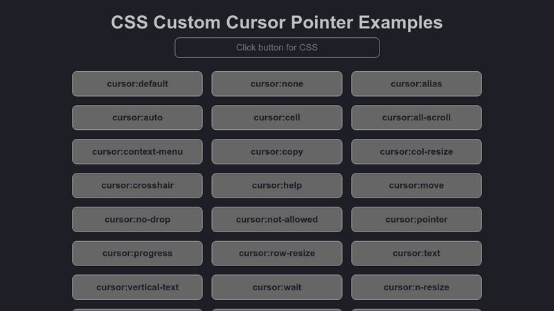 CSS Custom Cursor Pointer Examples css-custom-cursor-pointer-examples