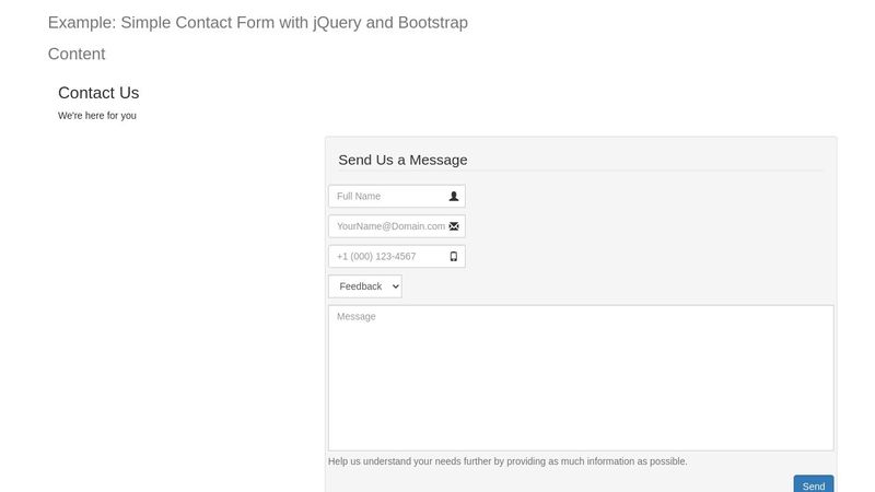 Example Simple Contact Form With JQuery And Bootstrap Example Simple Contact Form With JQuery And Bootstrap