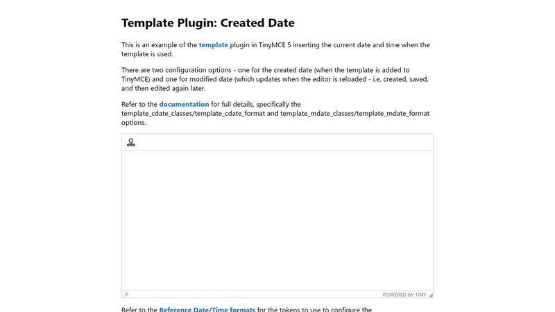 TinyMCE Template Plugin: Created Date