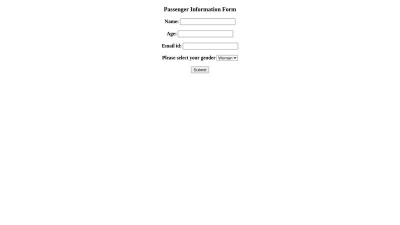 passenger registration form