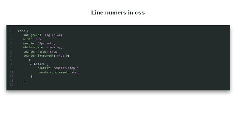 CSS line numbers