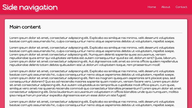 Responsive (Side Navbar) & Collapsing Navbar (Pure CSS & bit of JS)