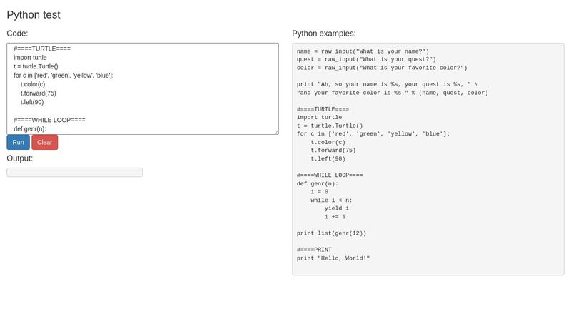 CodePen - Python emulator