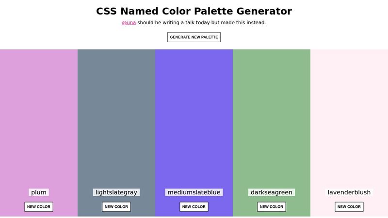 CSS Named Color Palette Generator