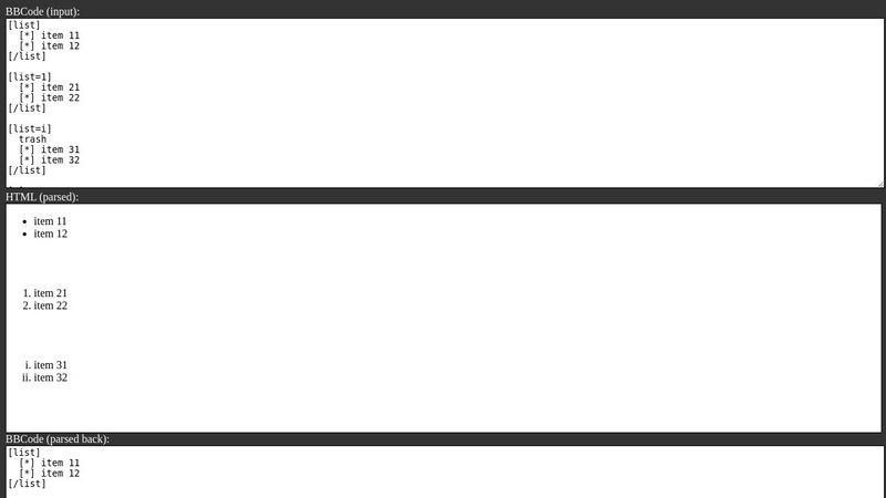 JS 2way BBCode-Parser