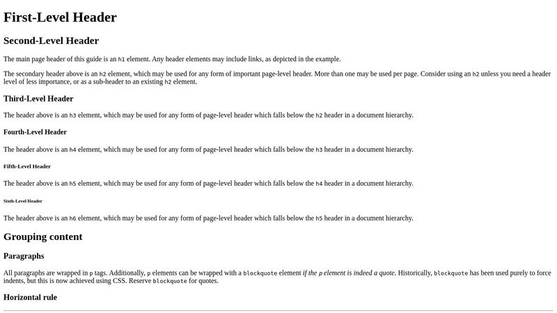 HTML5 Element Style Guide