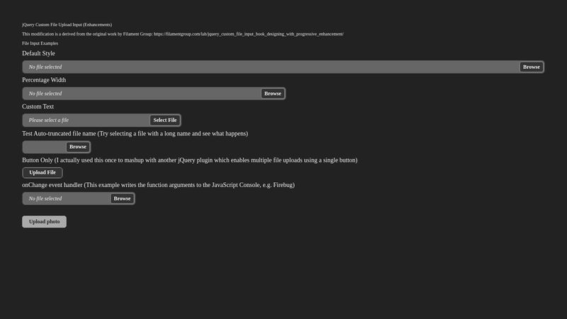 jQuery Custom File Upload Input (Enhancements)