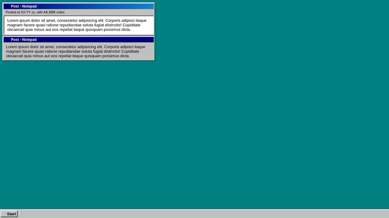 Windows 98 application windows in CSS