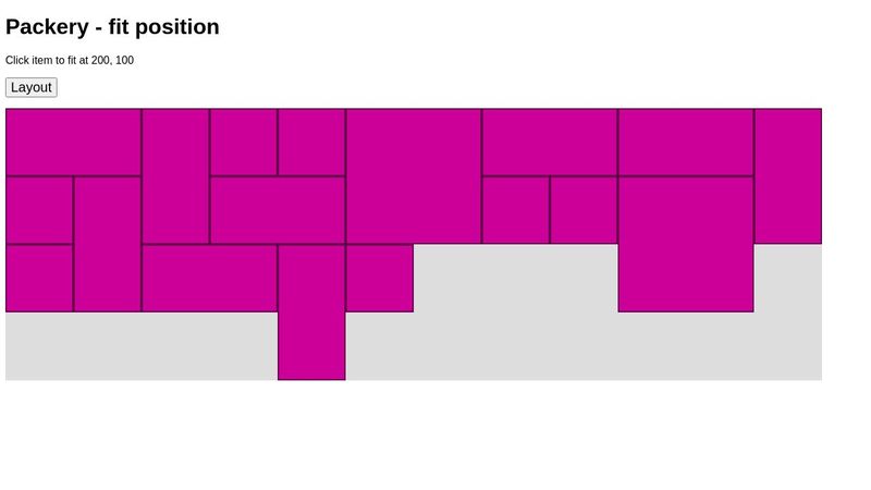 Packery - fit position, vanilla JS