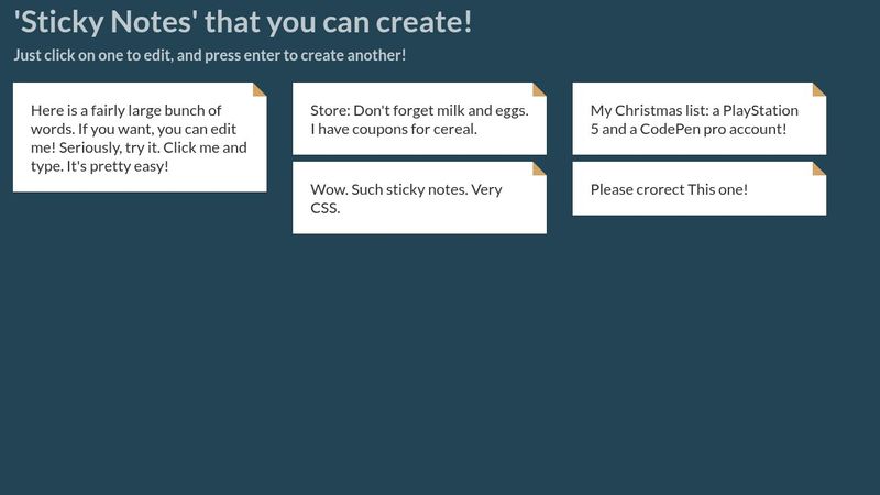 Editable Sticky Notes