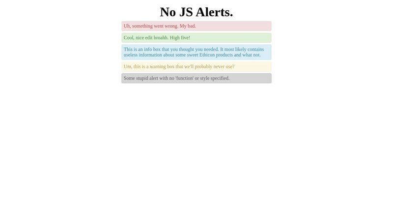 Pure HTML + CSS alerts with dismiss.