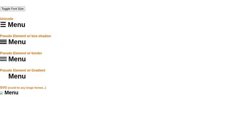 Three-Line Menu Icon, Various Techniques