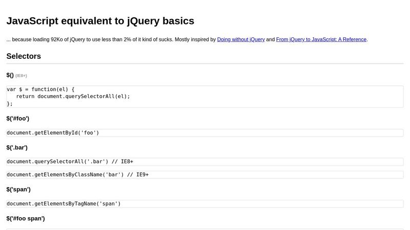 Doing without jQuery