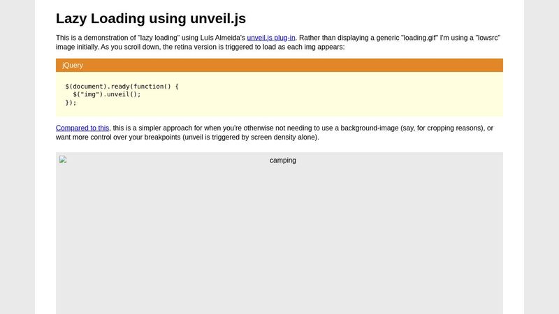 Lazy Loading using unveil.js