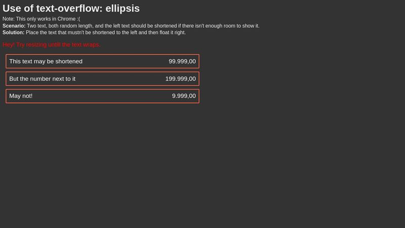 Use of text-overflow
