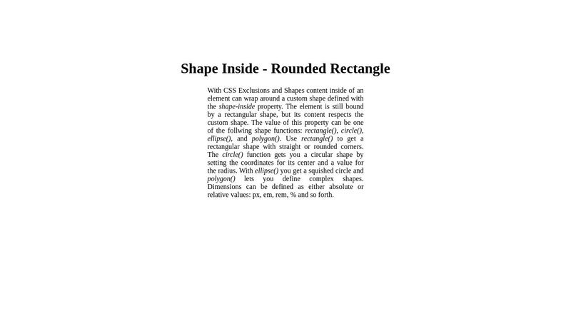 CSS Shapes: Rounded Rectangle