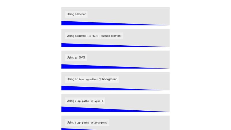 Diagonal separator techniques in CSS