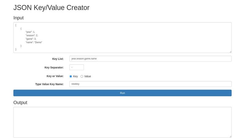 JSON Key/Value Creator