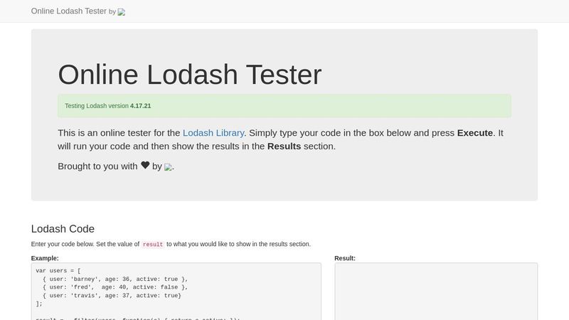 Online Lodash Tester