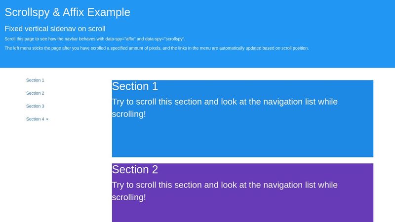 Scrollspy & Affix ( Vertical Menu (Sidenav) )