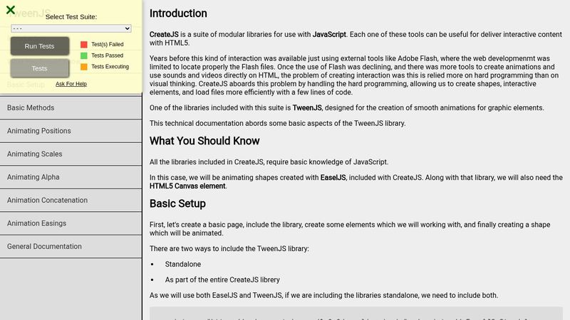 TweenJS Technical Documentation Page
