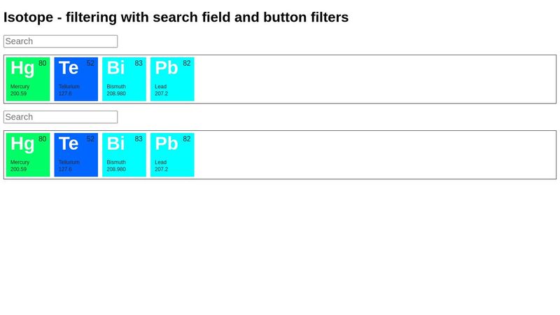 Isotope - filtering with search field and button filters